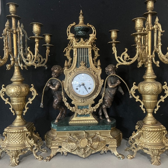 Art | Imperial Clock And Candelabra Set Franz Hermle Authentic Made In ...